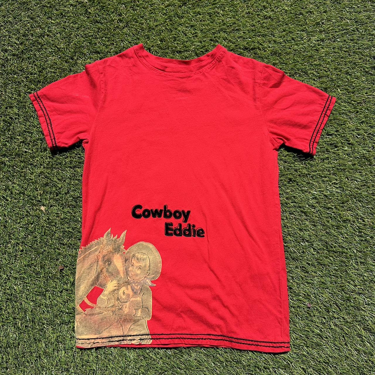 Vintage Red Cowboy Baby Tee Size XS #Vintage... - Depop