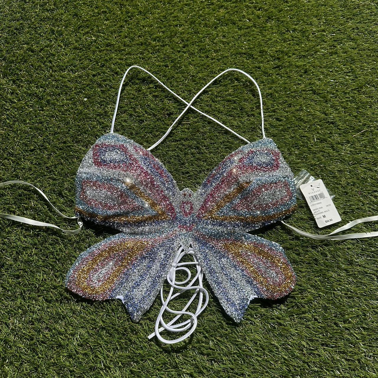 Windsor Sparkly Butterfly Backless Top Size... - Depop