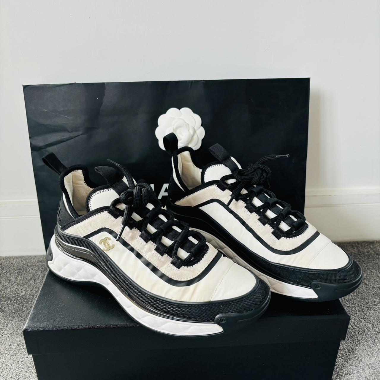 Chanel CC Runner Black / White Suede EU 39 UK 6... - Depop