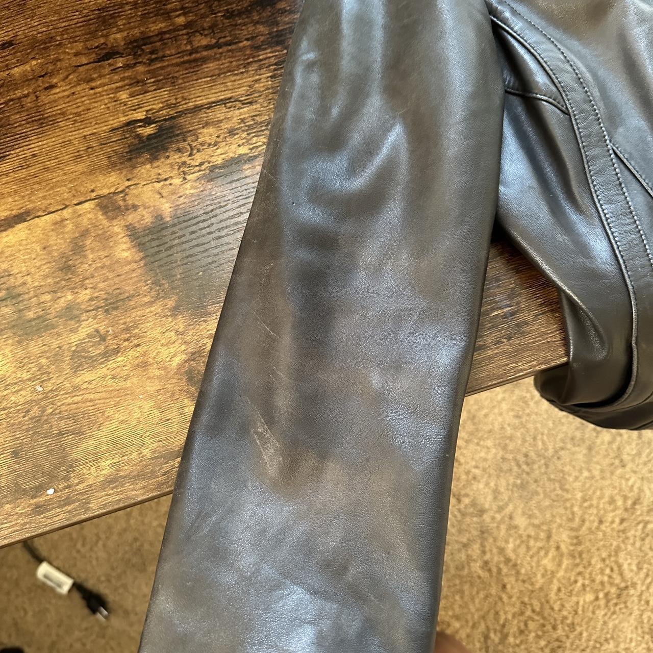 Vintage thrifted leather jacket Size M #fall... - Depop