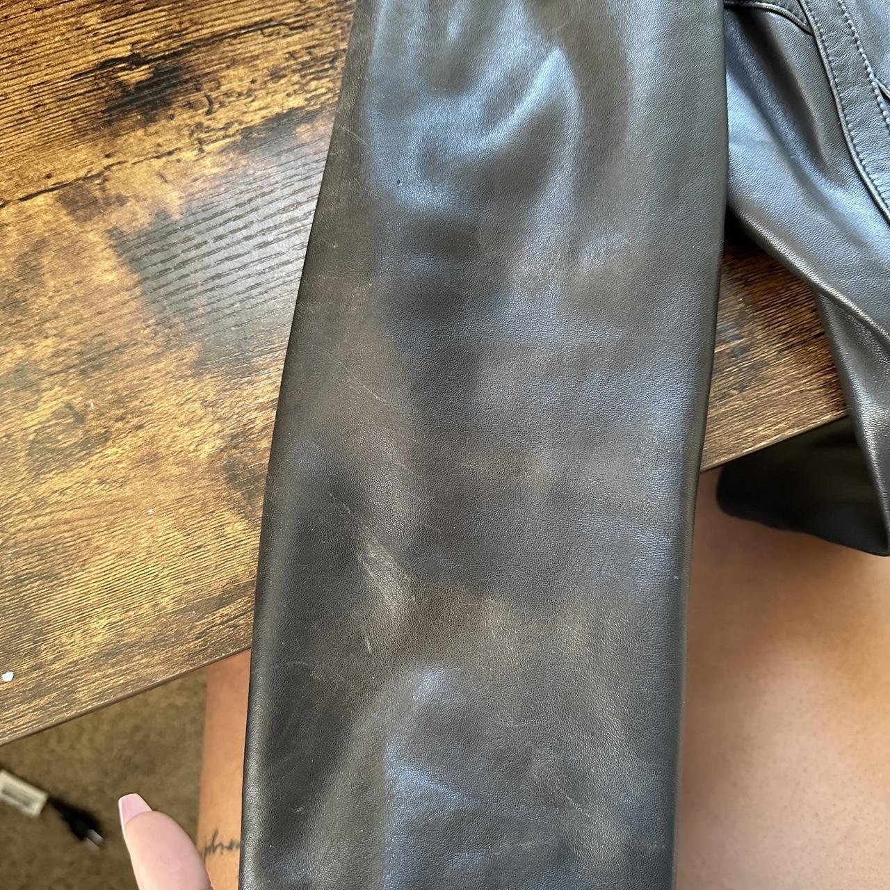 Vintage thrifted leather jacket Size M #fall... - Depop