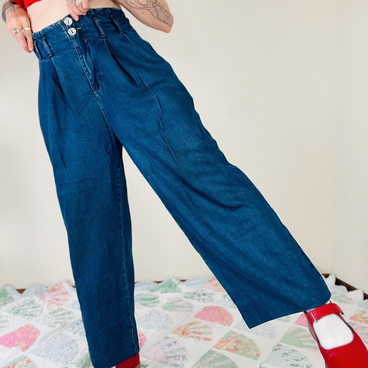 Vintage pants. Vintage 90s denim wide leg pants by... - Depop
