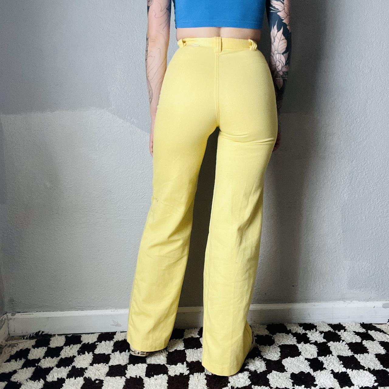Vintage pants. 60s/70s pale yellow bell bottom... - Depop