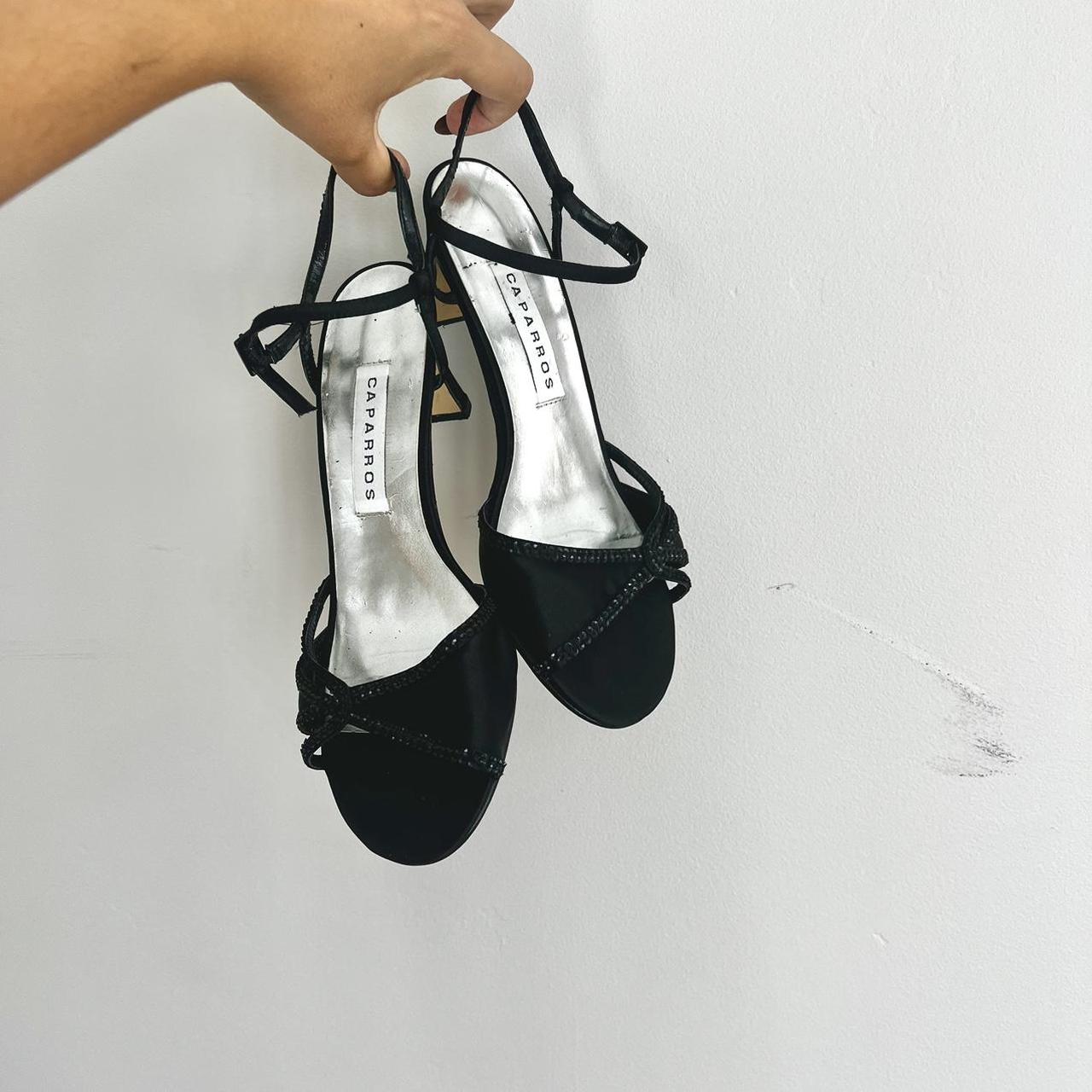 Black Y2k night out sparkly kitten heels Slight... - Depop