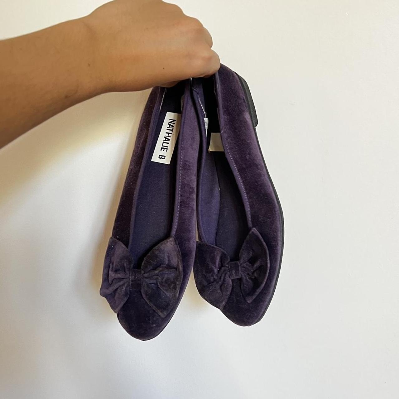 Vintage purple bow ballet flats... - Depop