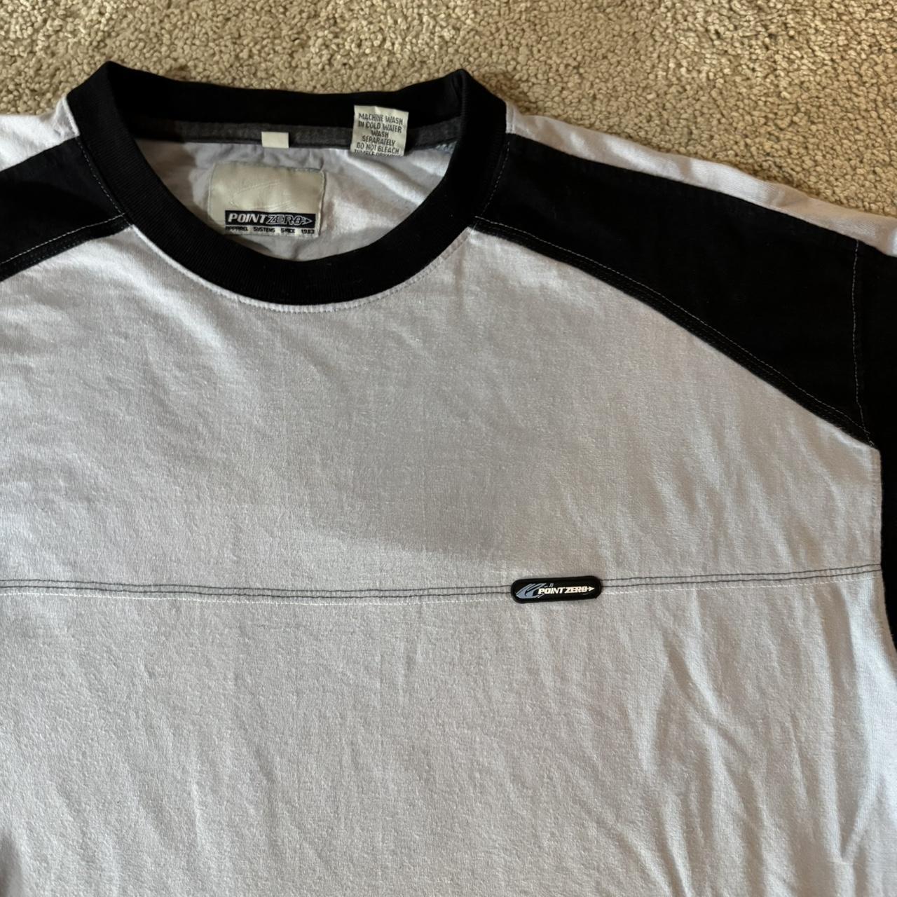 Y2K Point Zero Tee Baby blue and black, light... | Depop