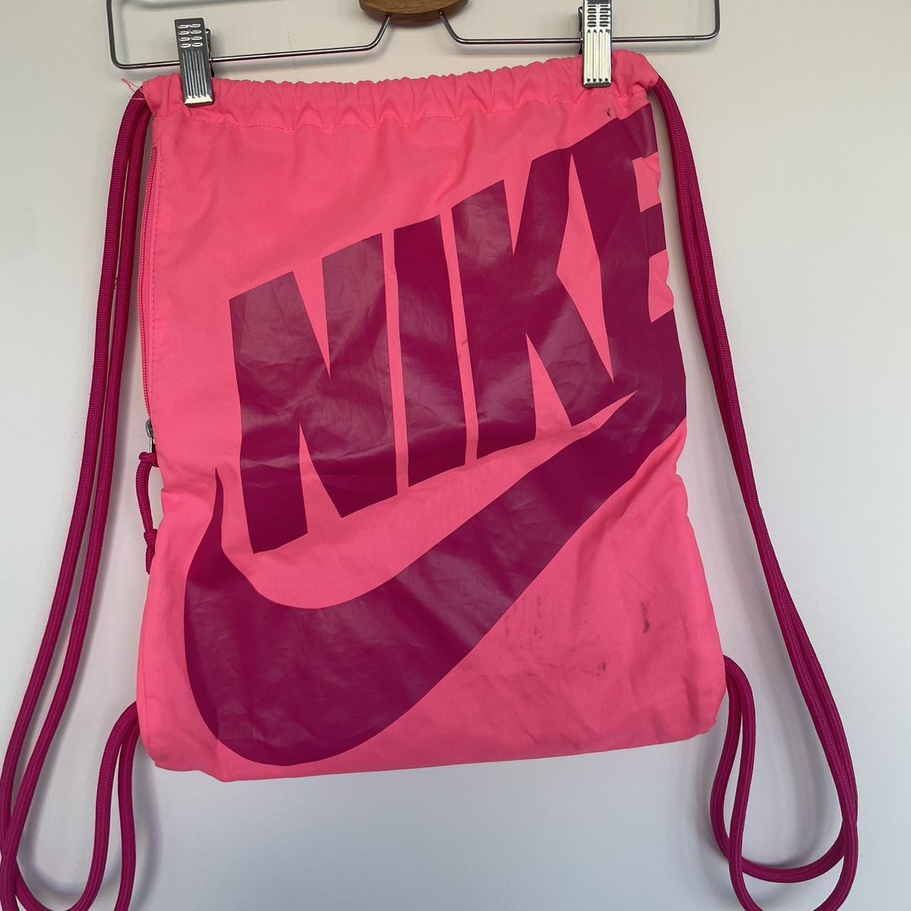 Pink Nike drawstring bag. Some marks, as shown. - Depop