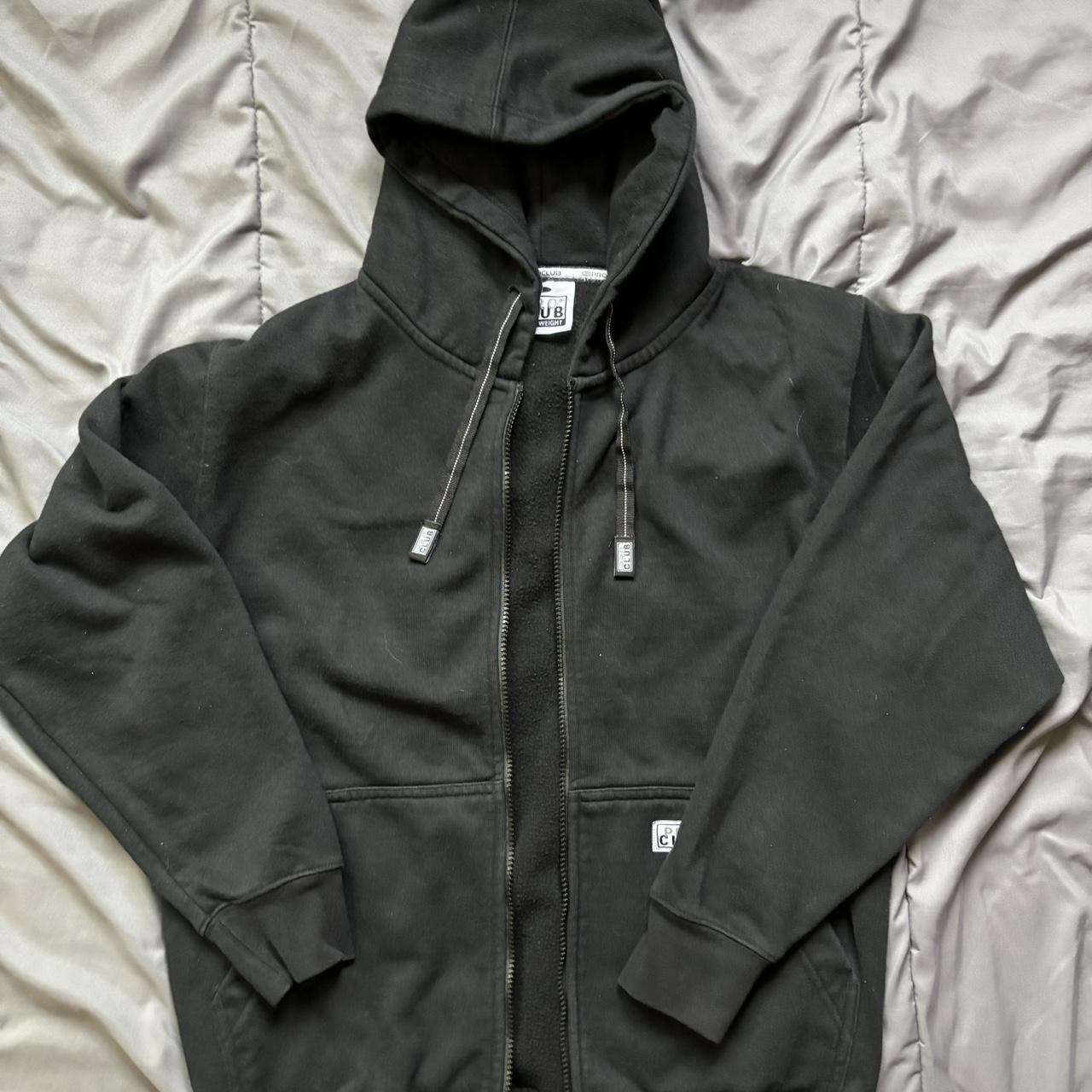 Black Heavyweight Pro Club Zip Up (no zipper) size... - Depop
