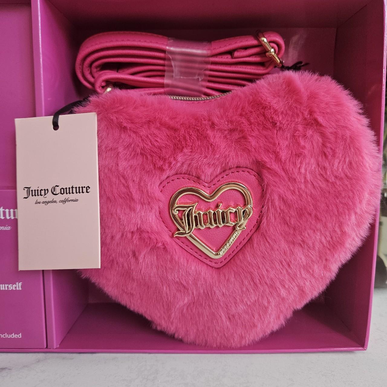 Juicy Couture Hot Pink Heart Bag BNWT Fluffy pink... - Depop