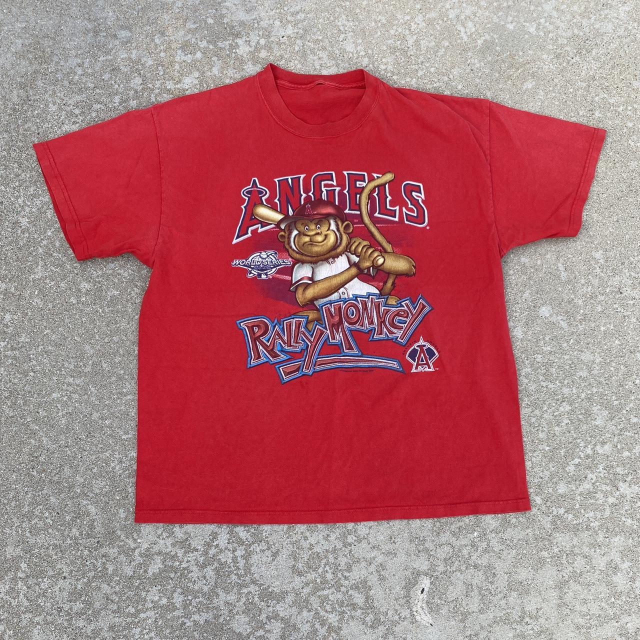 Vintage 2002 angels World Series rally monkey tee... - Depop