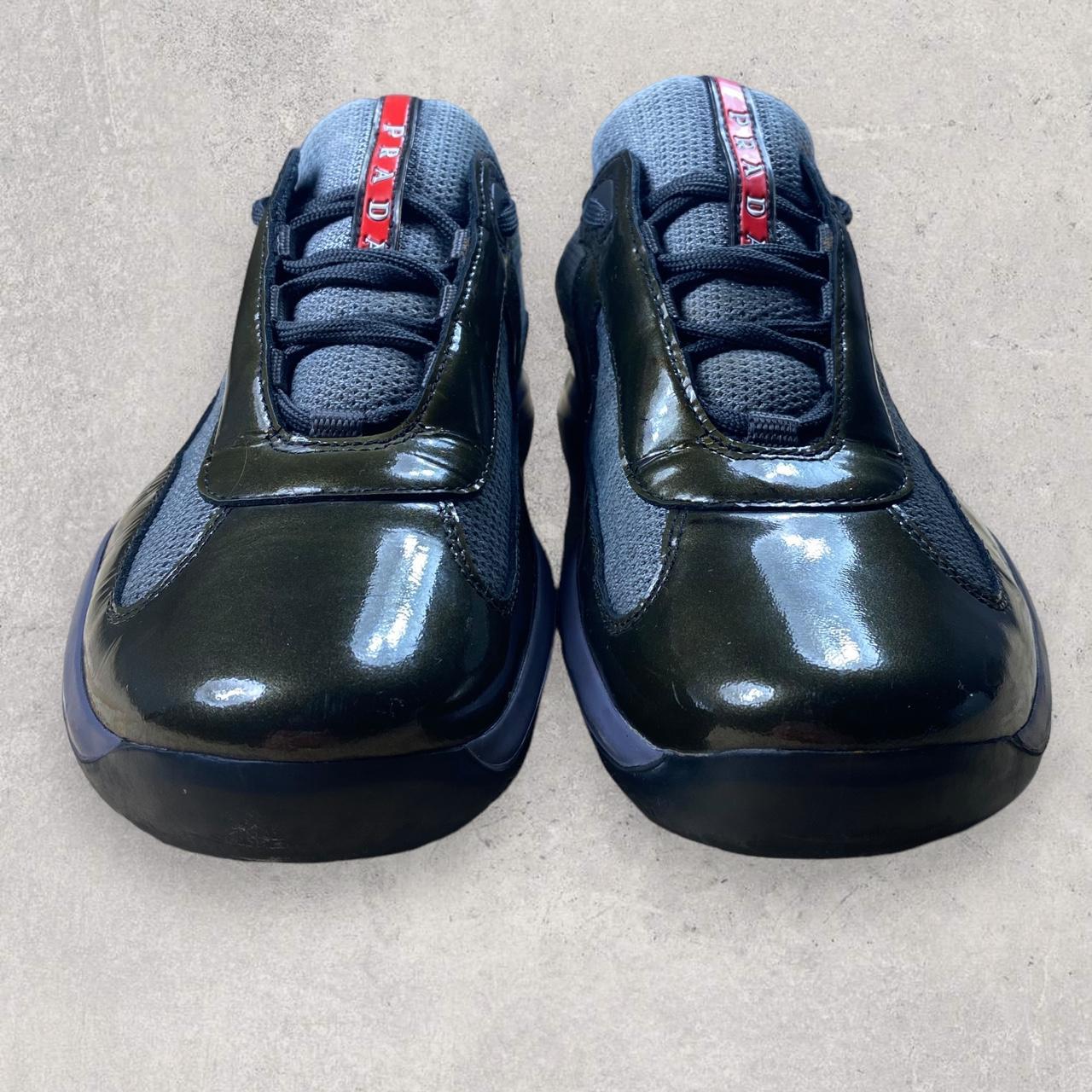 Prada America’s Cup brown and grey low-top patent... - Depop
