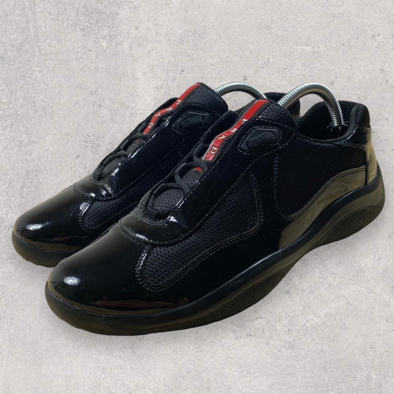 Prada America’s Cup black low-top patent leather... - Depop