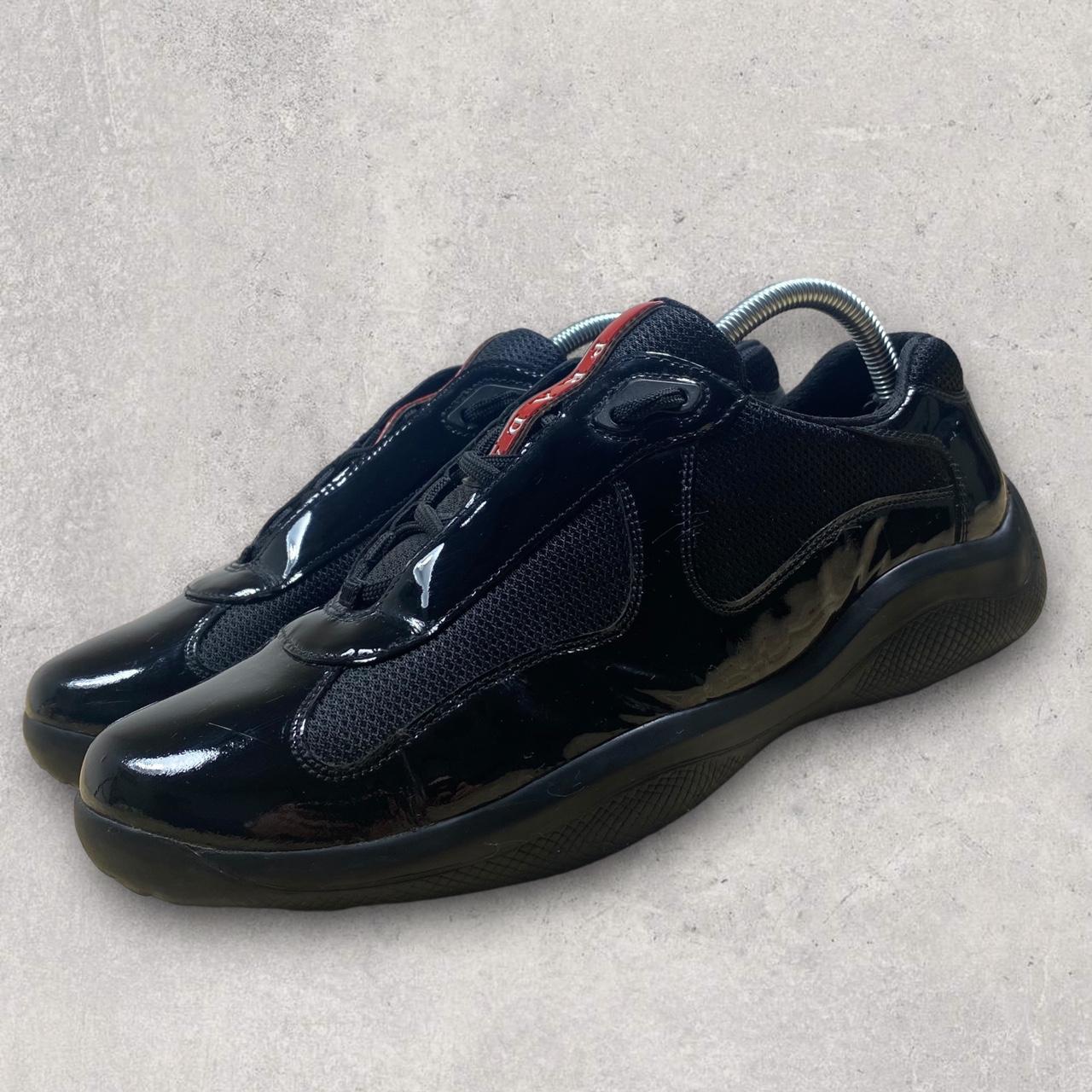 Prada America’s Cup black low-top patent leather... - Depop