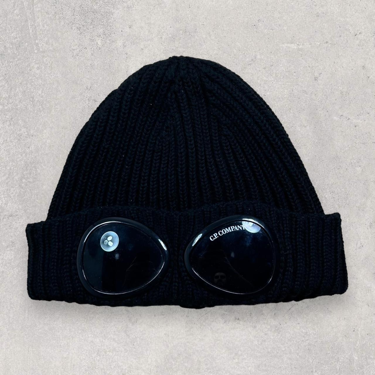 CP Company Black Goggle Beanie Hat - Depop