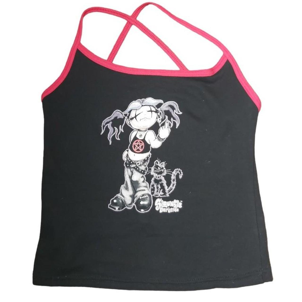 Vintage 00s Siouxsie Dsrkside Cross back strap top... - Depop