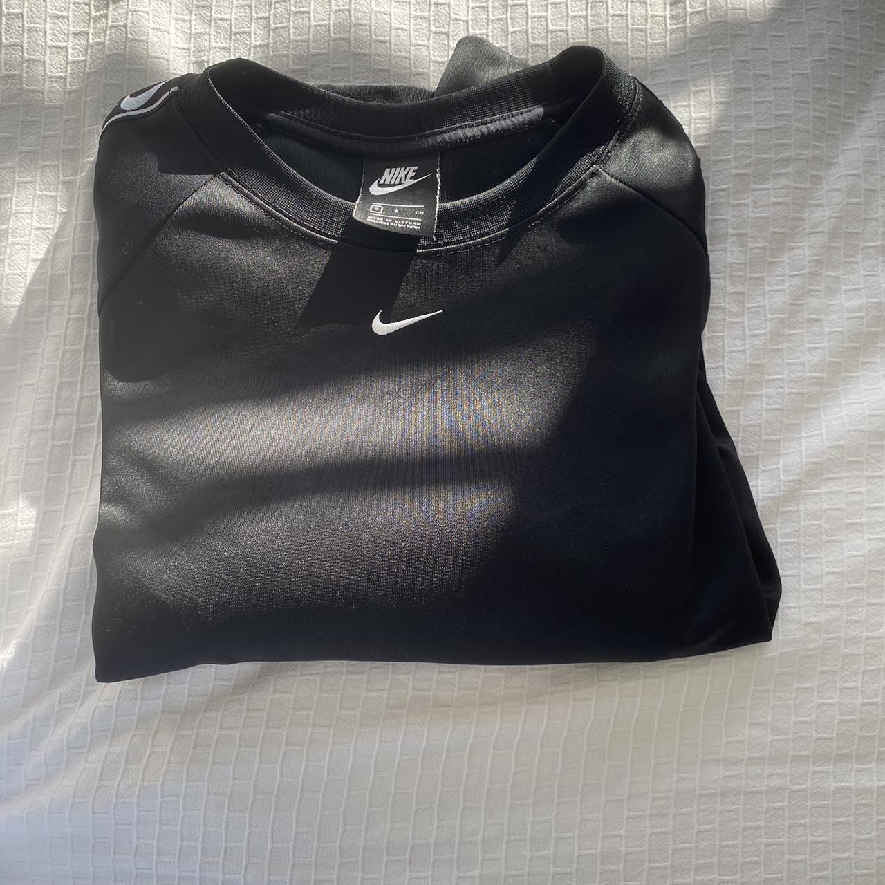Nike Black crew neck with detail on sleeve #nike... - Depop