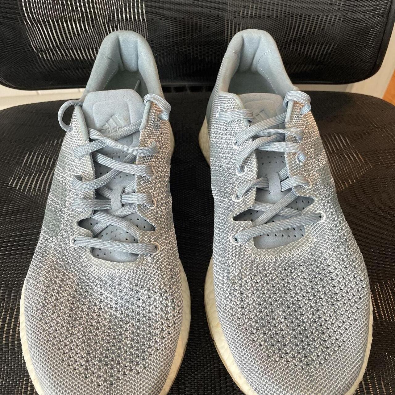 MENS ADIDAS PUREBOOST DPR RAW GRAY BLUE/WHITE/GUM... | Depop