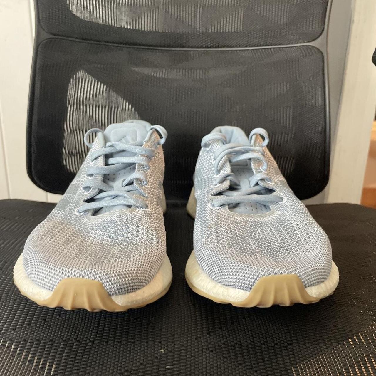 MENS ADIDAS PUREBOOST DPR RAW GRAY BLUE/WHITE/GUM... | Depop