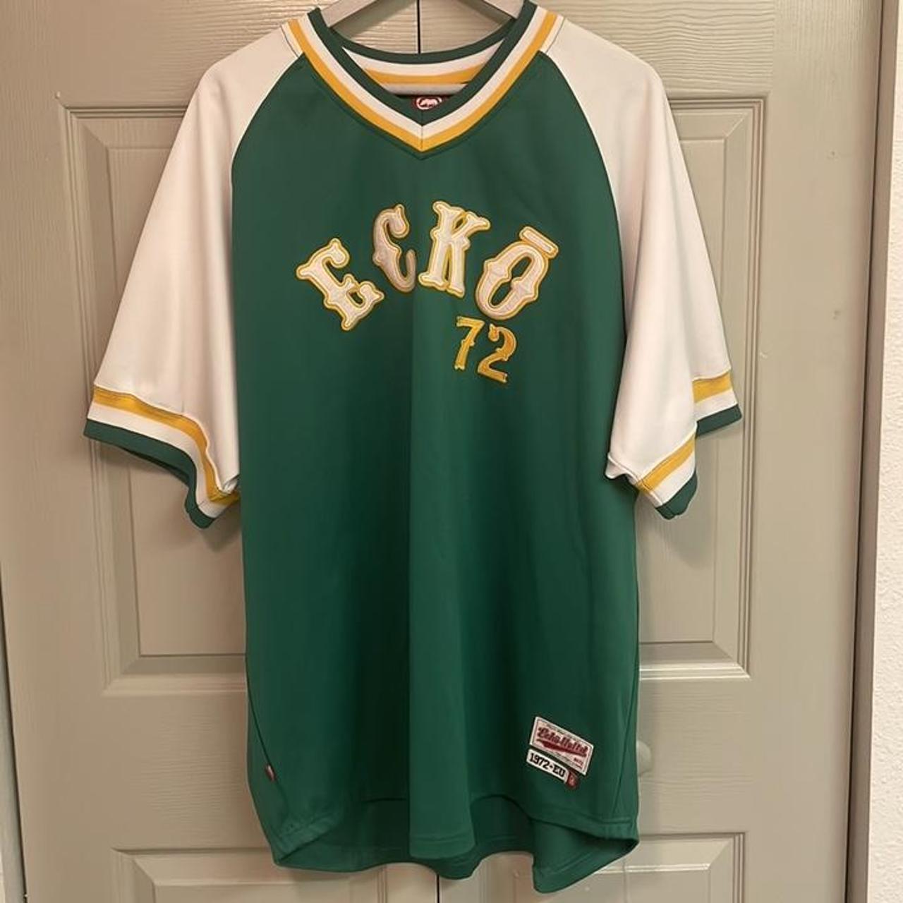 Ecko Unltd. Men's Green and Yellow Shirt | Depop