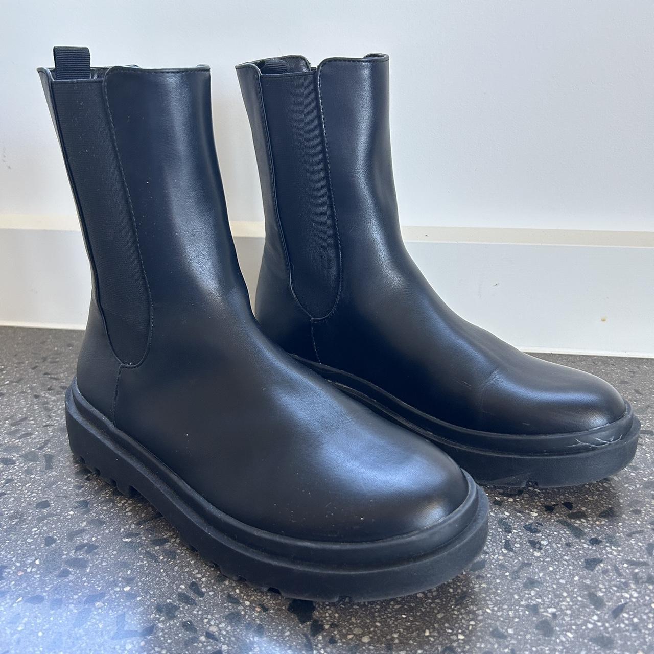 Seed Teen black combat boots 37 Like new, worn... - Depop