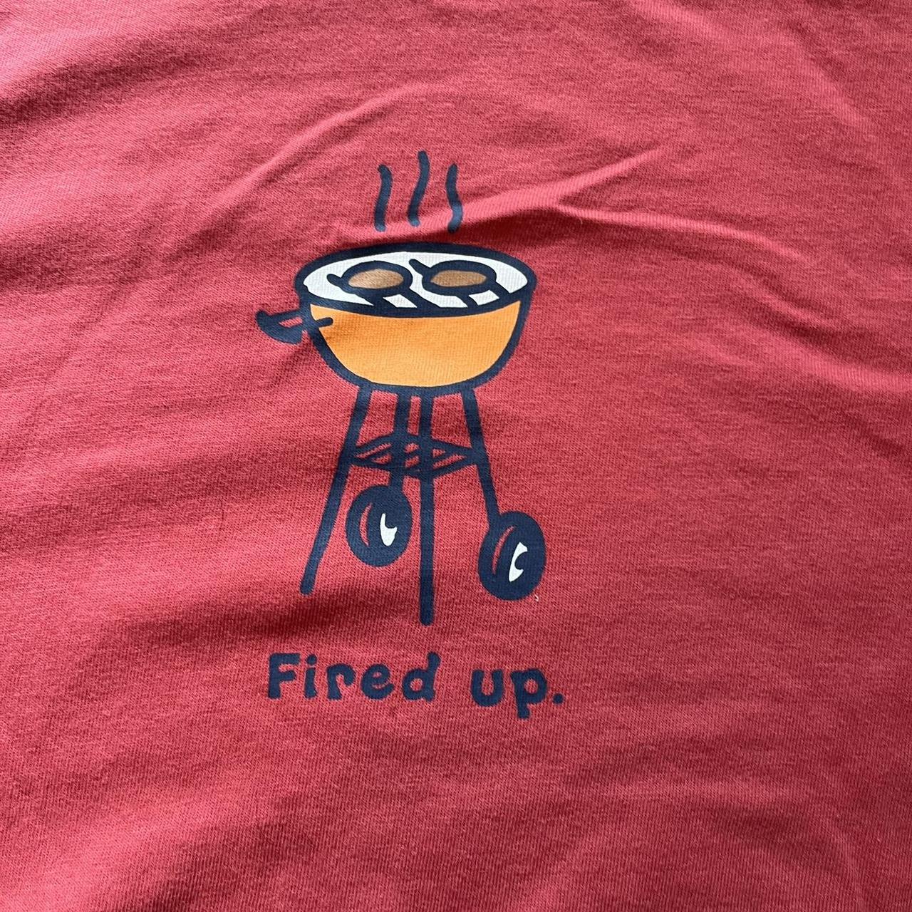 -red fired up life is good shirt -men’s... - Depop