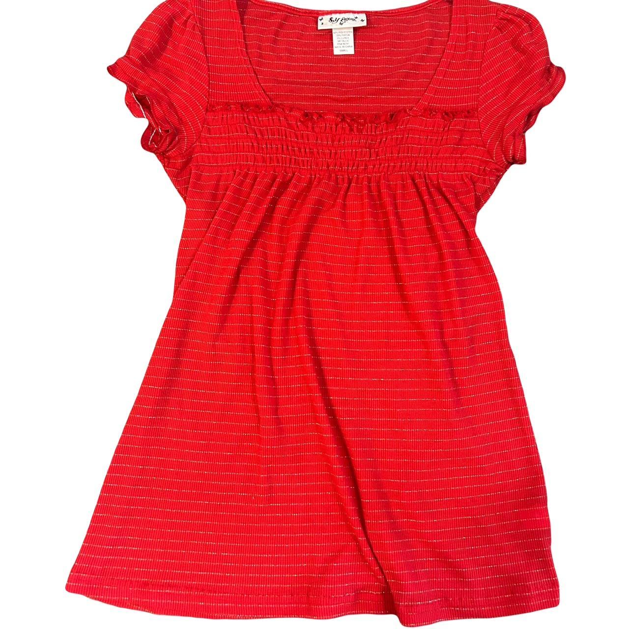 Y2K Red Glitter Striped Shirt #y2k #2000’s... - Depop