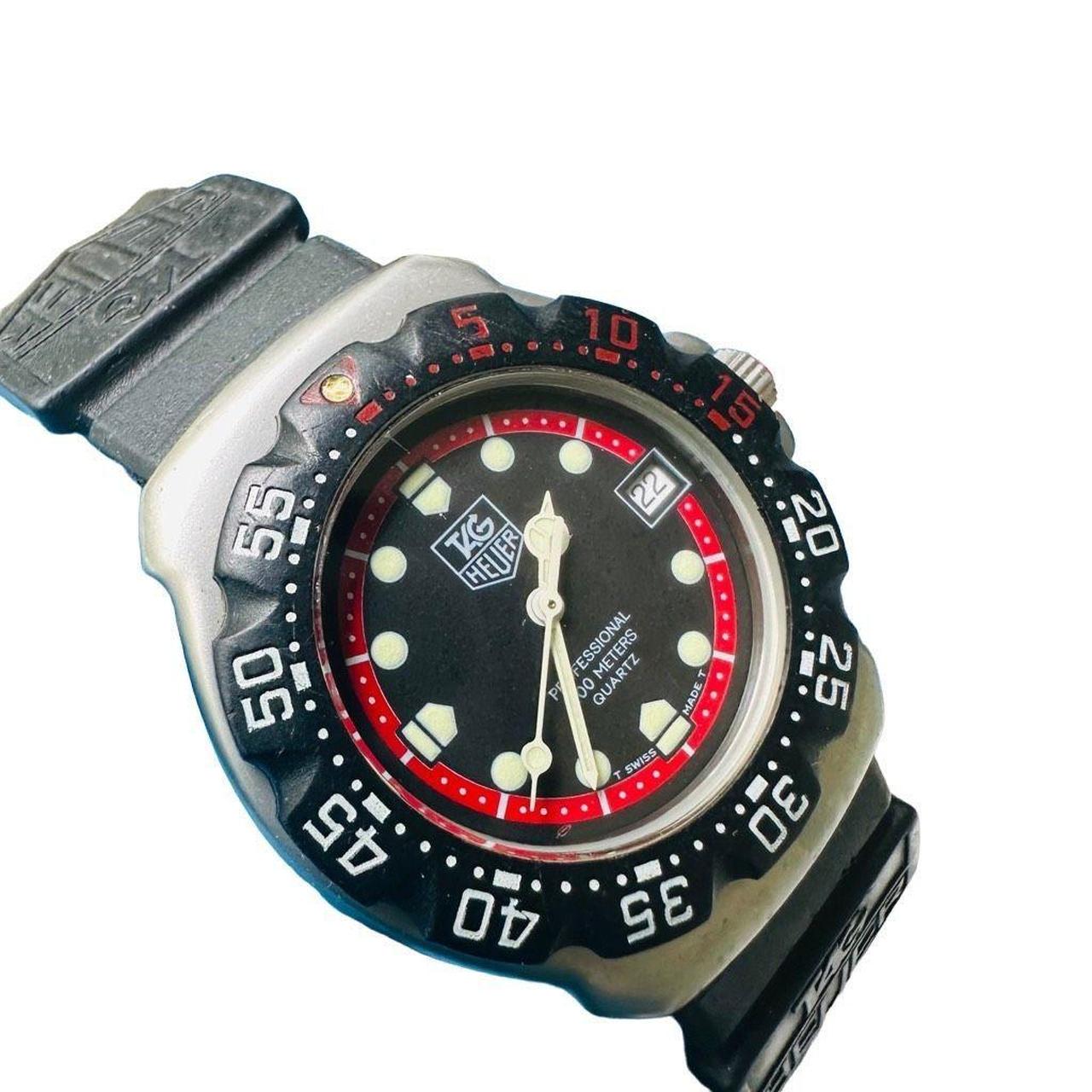 TAG Heuer Men's Black and Red Watch | Depop