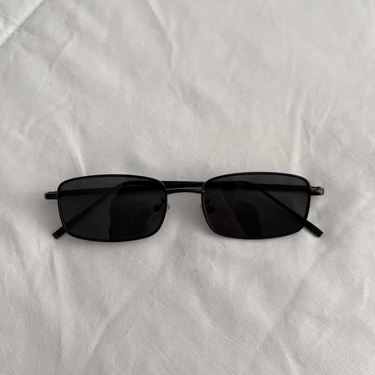 square 90s black sunglasses only worn a few times,... - Depop