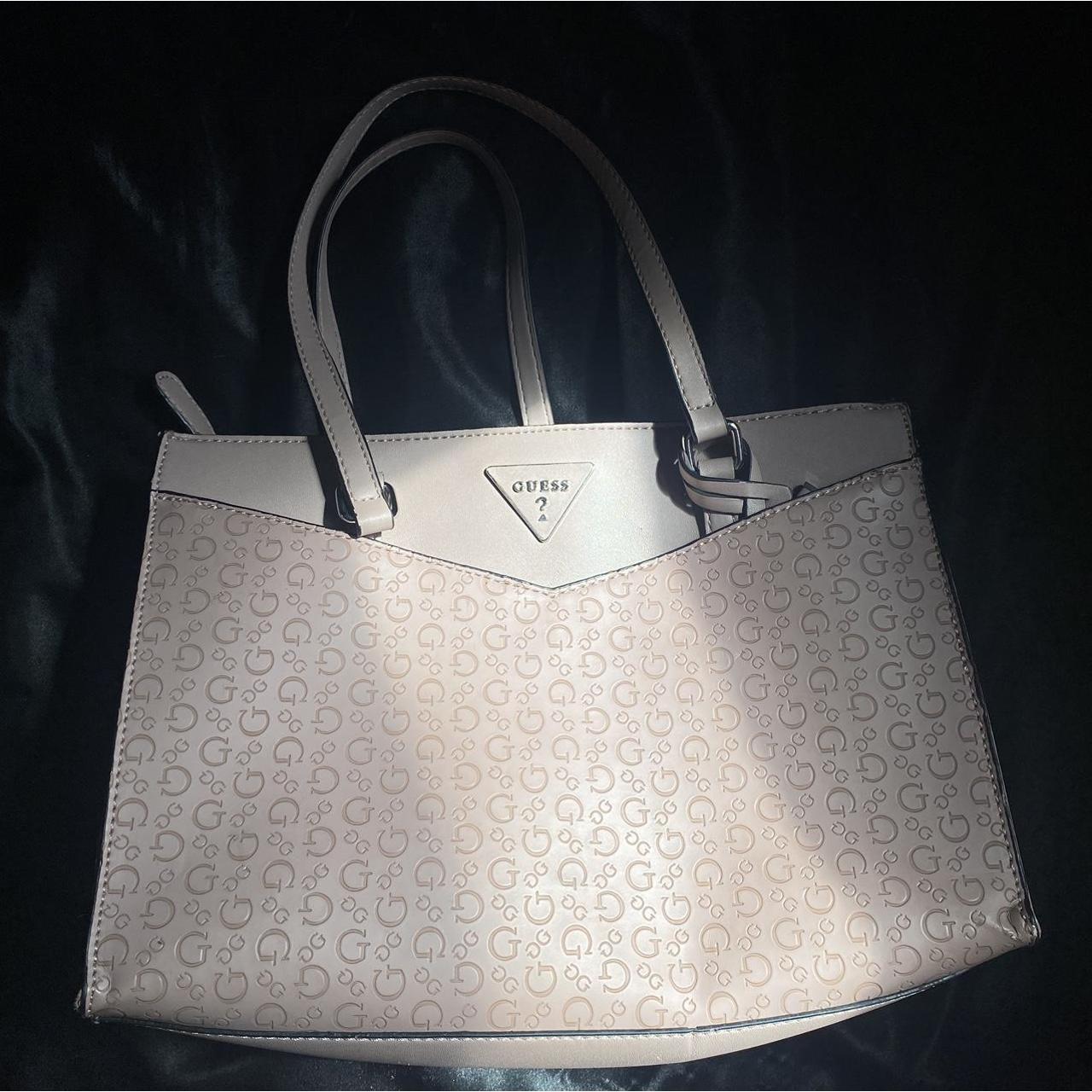 GUESS G logo mini tote. Pink monogram print and... - Depop