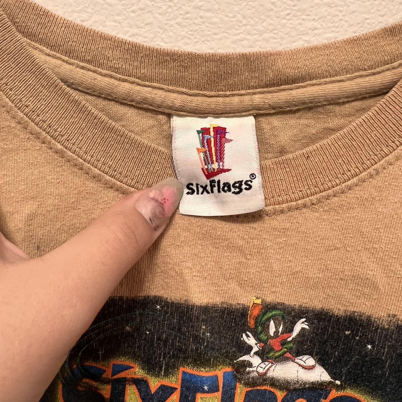 tan six flags looney toons kids baby tee - Depop