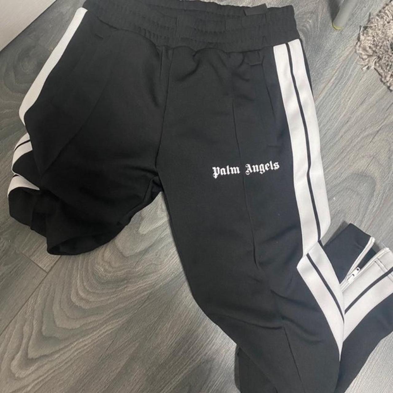 Black and white Palm Angels tracksuit bottoms Brand... - Depop