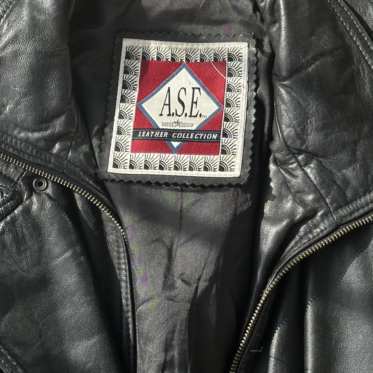 ASE Genuine Leather Jacket, vintage Amazing... - Depop