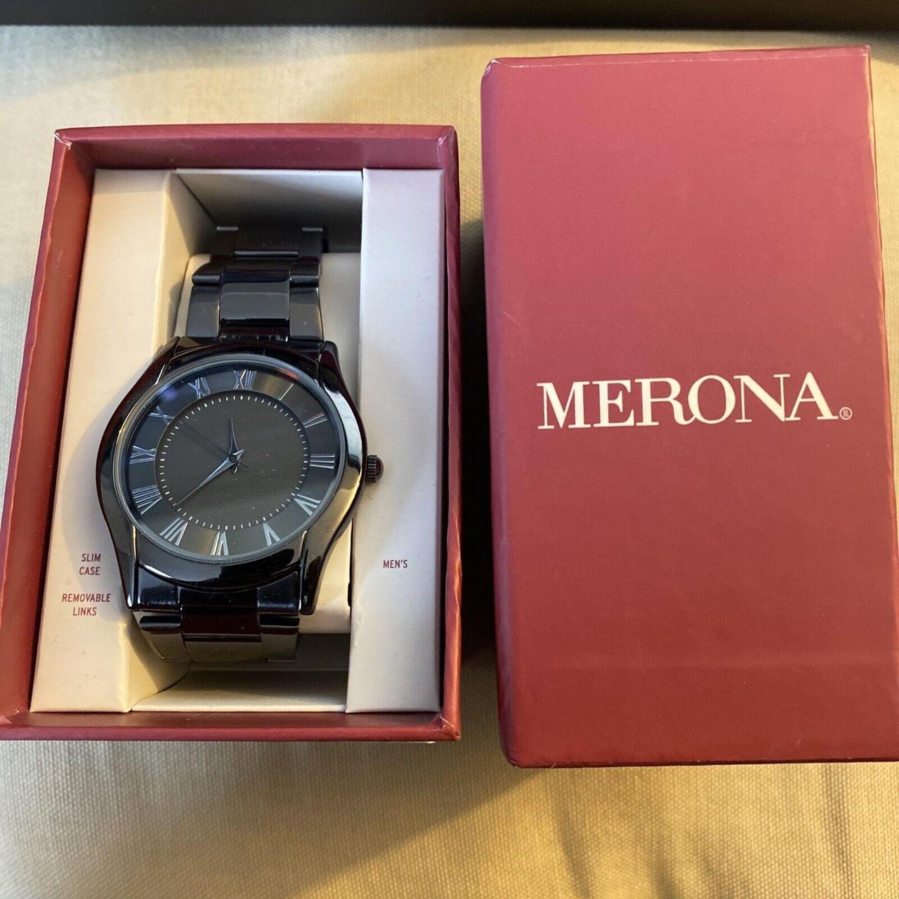 Merona Men's Vintage Watch With Stainless Band with... - Depop