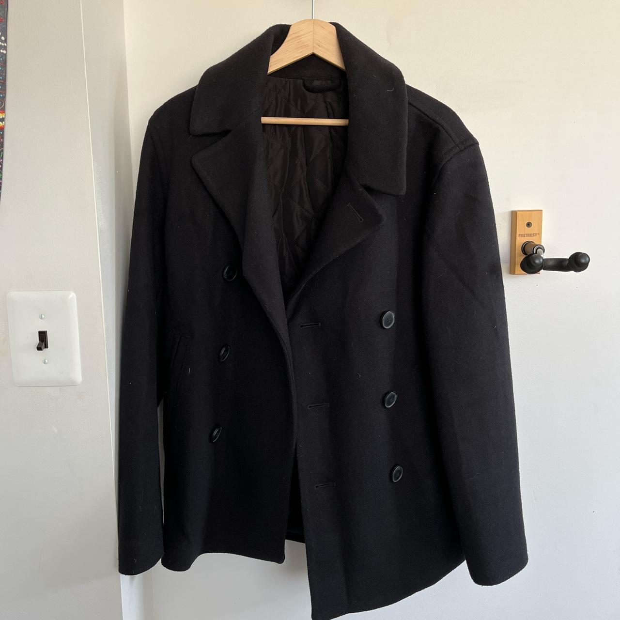 Men’s Black Pea Coat. - Depop