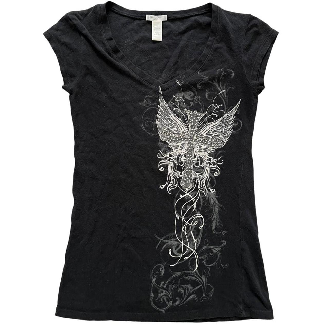 Affliction Women's Black T-shirt | Depop