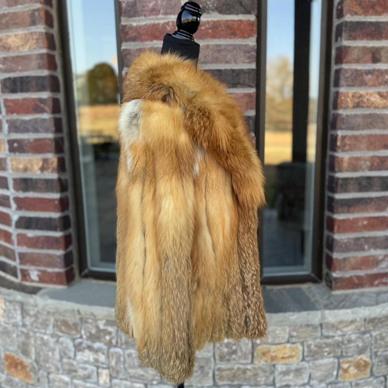 Vintage Red Fox Fur Jacket w/ Leather Underarms... - Depop