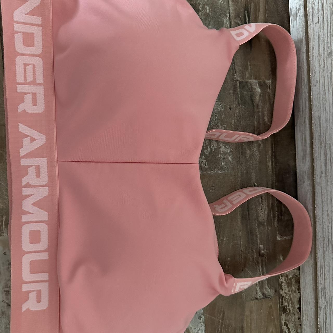 Pink Under Armour Sports Bra with Light Pink... - Depop