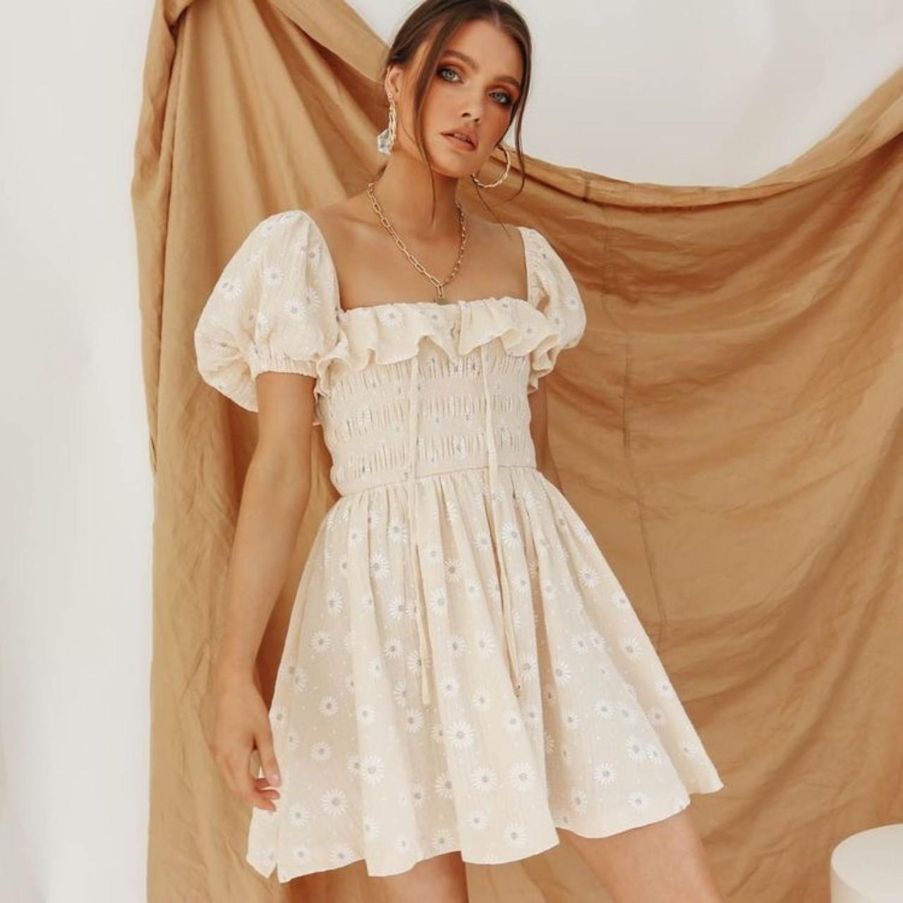 Women's Cream Dress | Depop