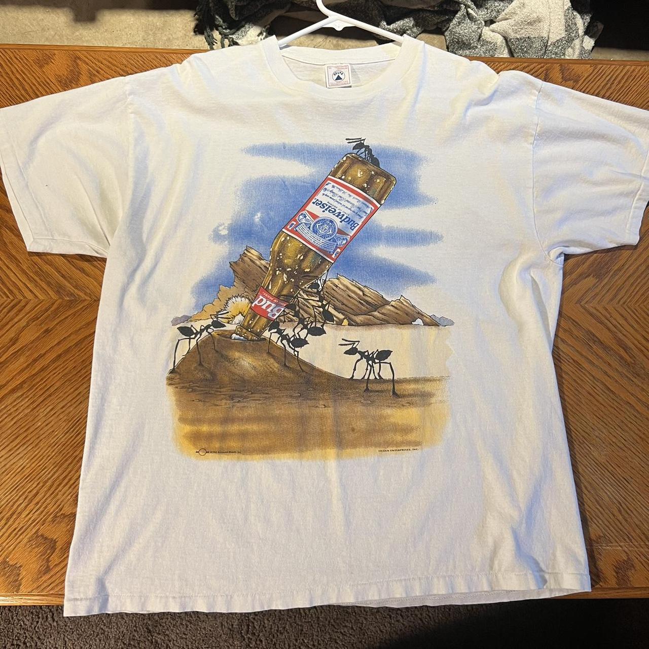 1995 Budweiser Beer ant t shirt Says XL first more... - Depop