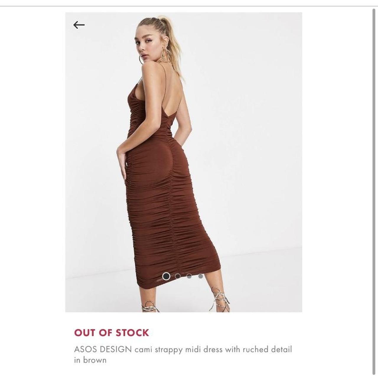 ASOS design brown strappy midi dress with ruched... - Depop