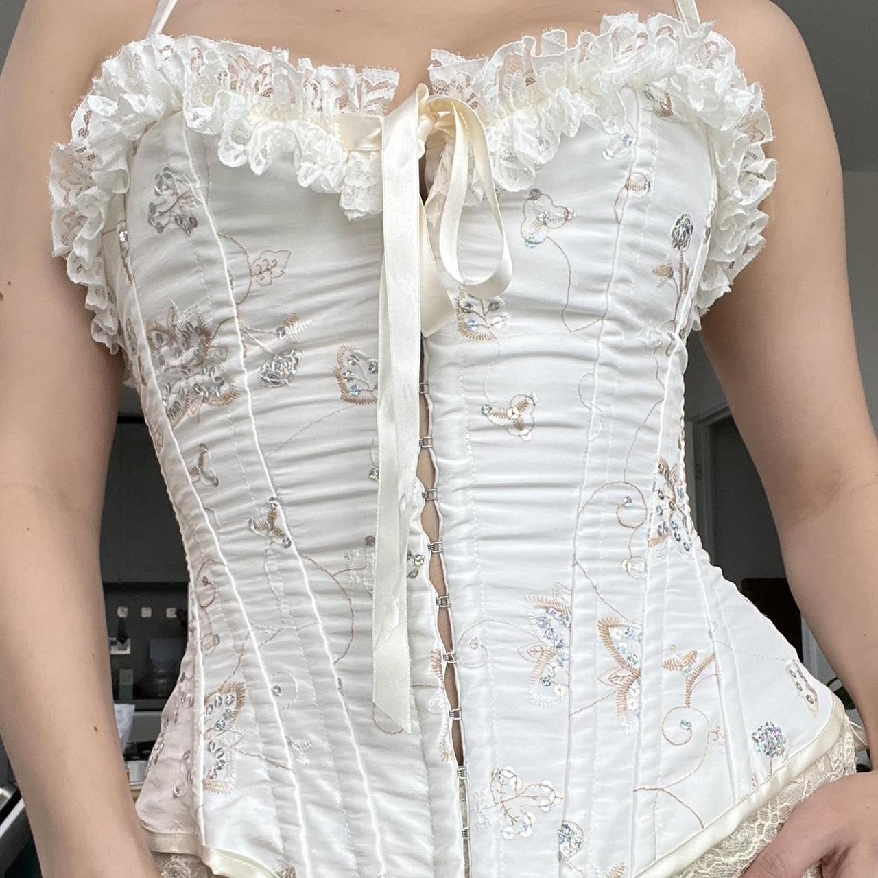 Gorgeous dream fairy cream coquette corset... - Depop