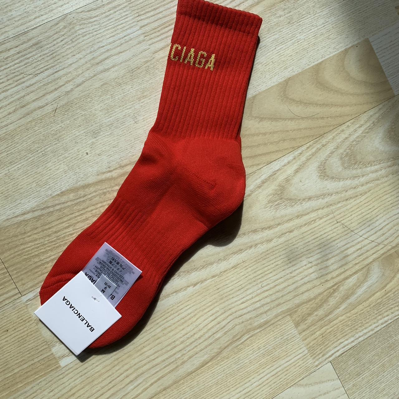 Balenciaga Men's Red Socks | Depop