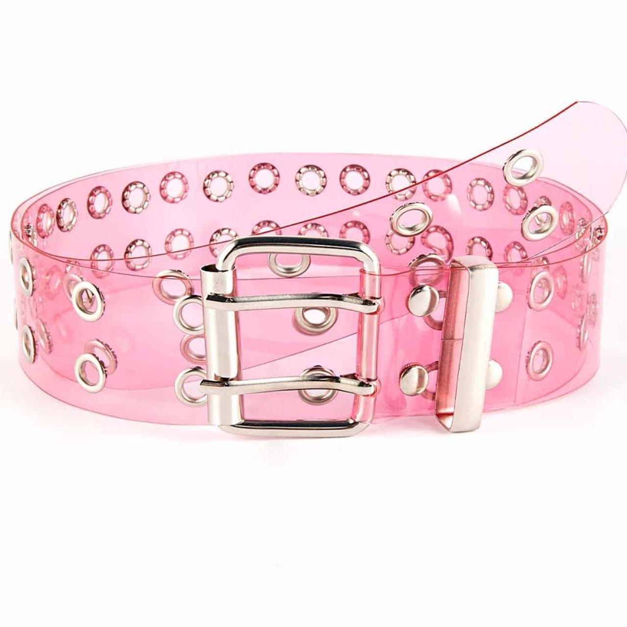 Double Row Grommet Pvc Belt In Pink Material Depop
