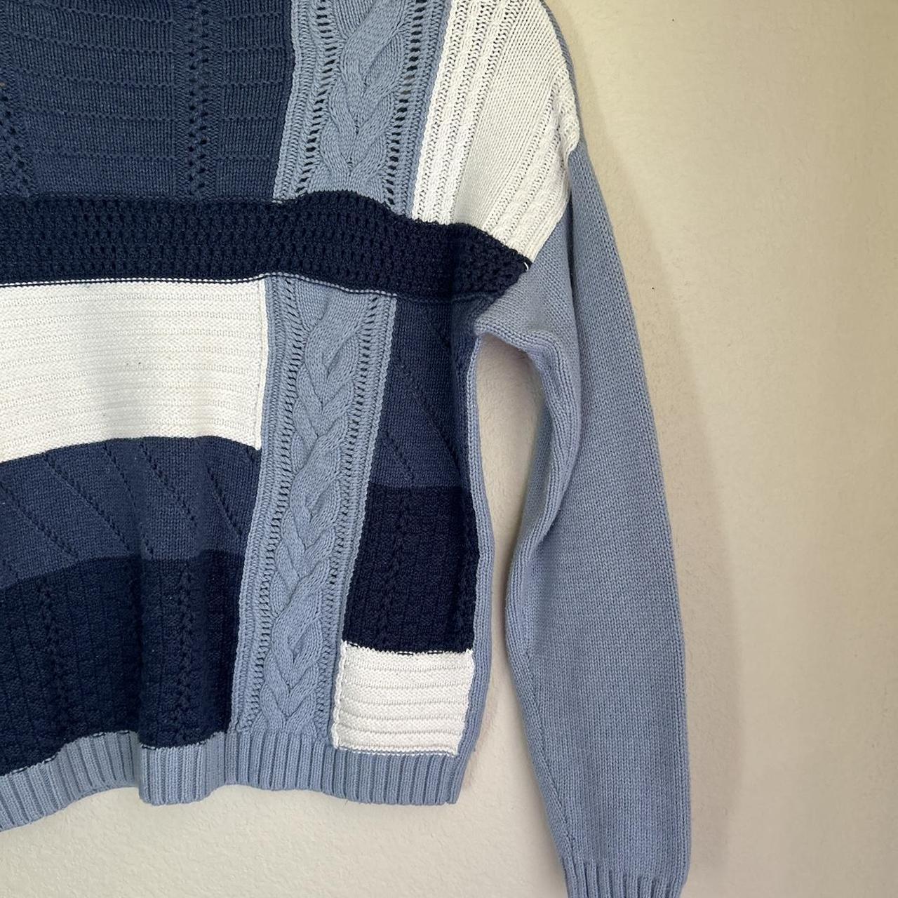 blue patchwork chaps sweater! adorable for the fall,... - Depop