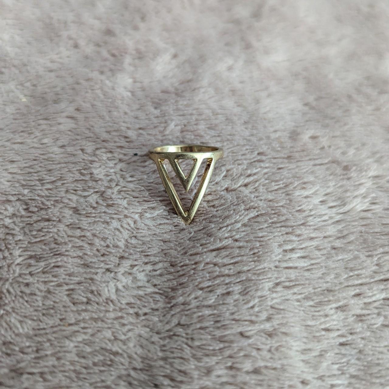 Gold Double Triangle Ring size 7 Preloved, no... - Depop