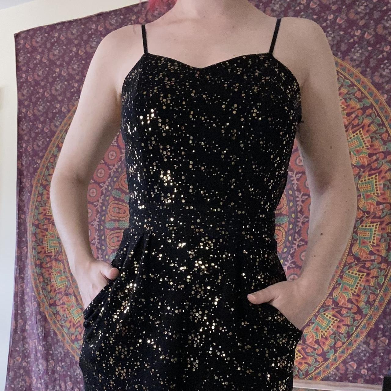 Black and gold sequin jumpsuit size medium. Super... - Depop