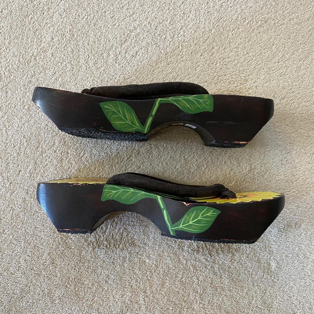 Hand painted sunflower platform thong flip flop... - Depop