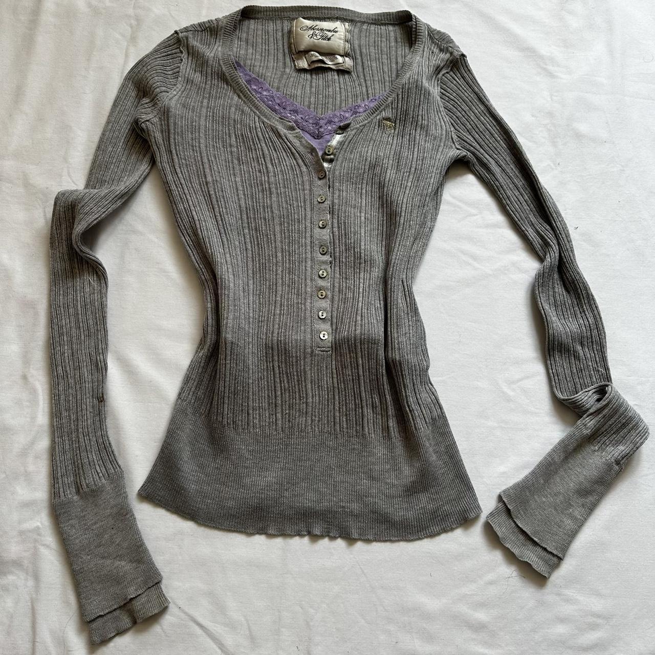 2000s Abercrombie & fitch grunge grey babydoll... - Depop