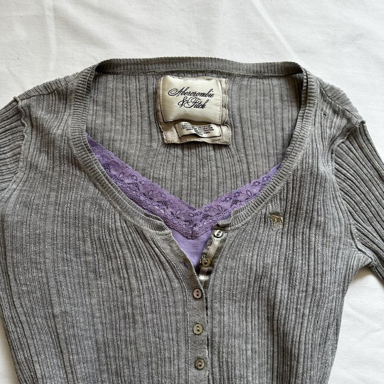 2000s Abercrombie & fitch grunge grey babydoll... - Depop
