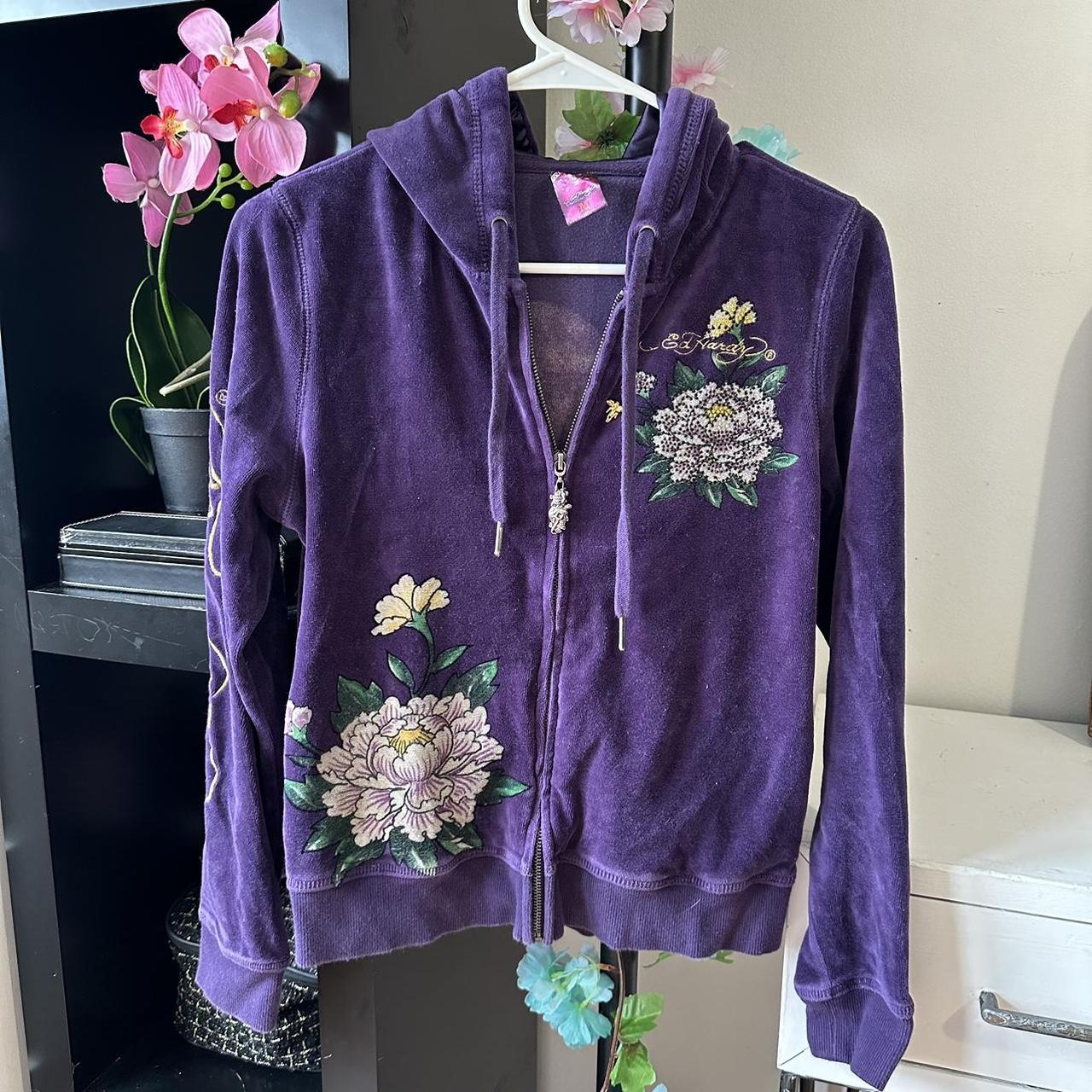 Y2k Ed hardy purple velour jacket - Early 2000s... - Depop